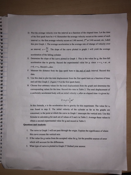 Solved The Acceleration of a Falling Body Introduction: When | Chegg.com