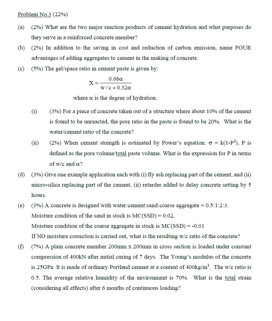 Solved Problem No. 3 (22%)(a) (2%) ﻿What are the two major | Chegg.com
