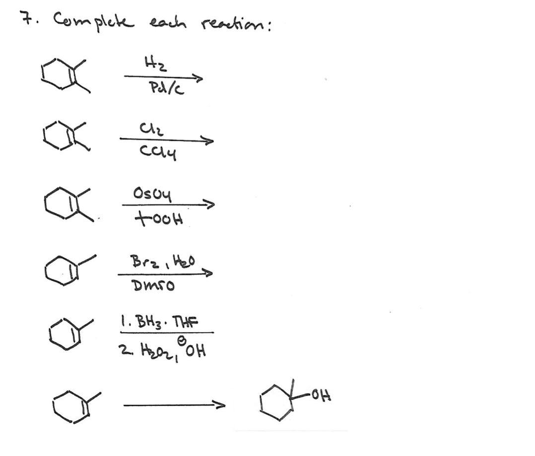Solved 7. Complete each reaction: | Chegg.com