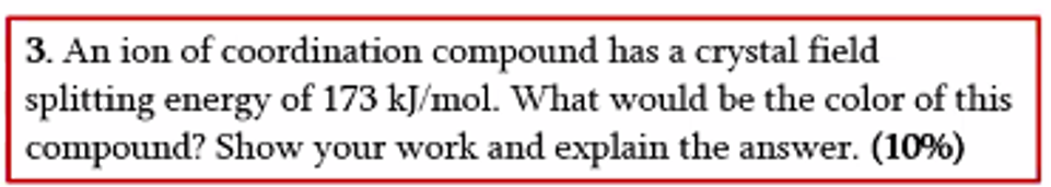 Solved 3 An Ion Of Coordination Compound Has A Crystal