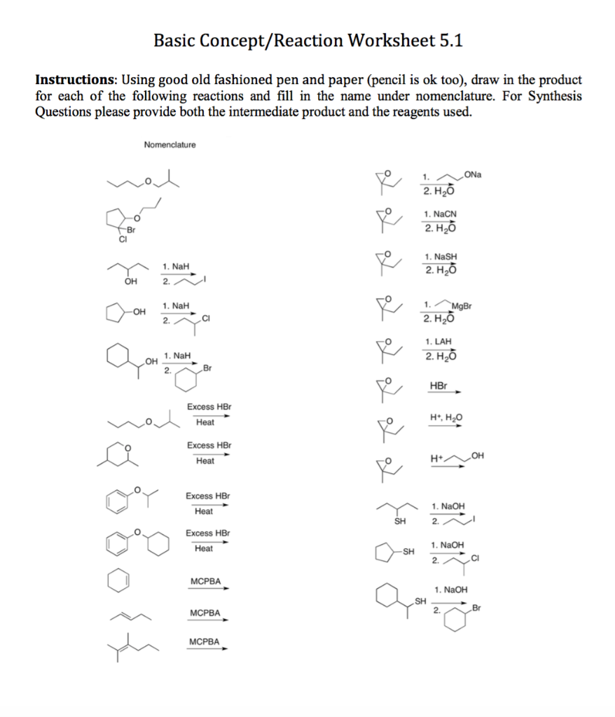 Solved Basic Concept/Reaction Worksheet 5.1 Instructions: | Chegg.com