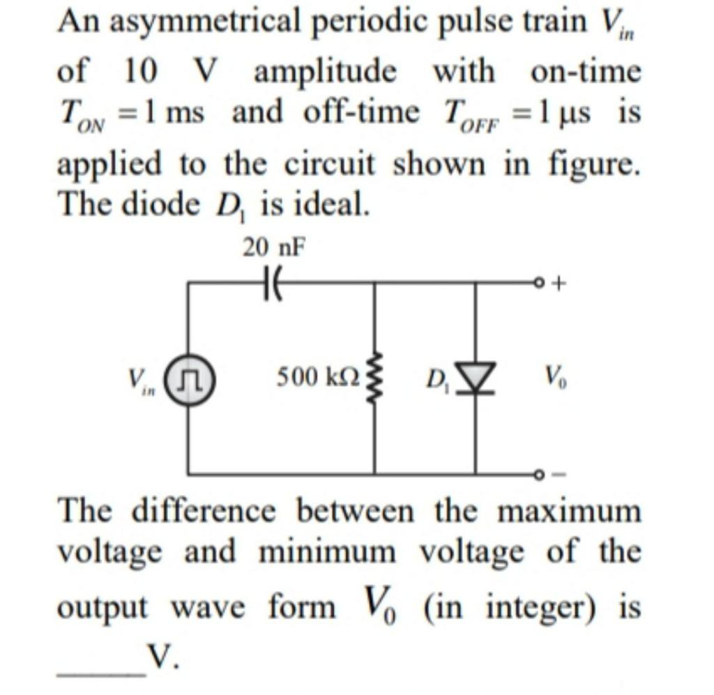 Solved An asymmetrical periodic pulse train Vin of 10 V | Chegg.com