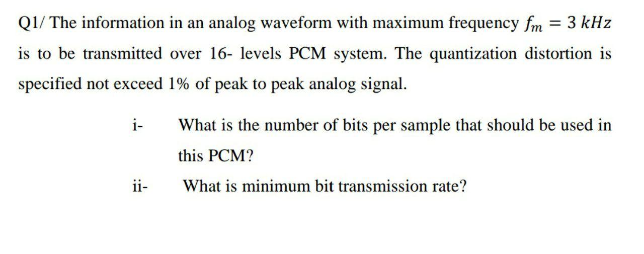 Solved Q1 The Information In An Analog Waveform With