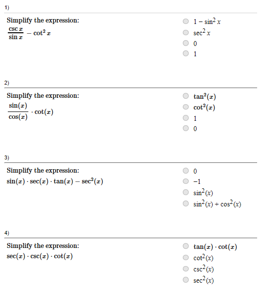 Solved Simplify the expression: CSC - cot1 1-sin2x secax 00 | Chegg.com Solved Simplify the expression: CSC - cot1 1-sin2x secax 00 | Chegg.com