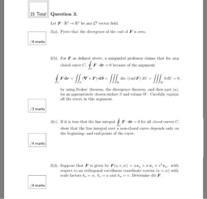 Solved 15 Total Question 3 Let F: R3R3 be any C2 vector | Chegg.com