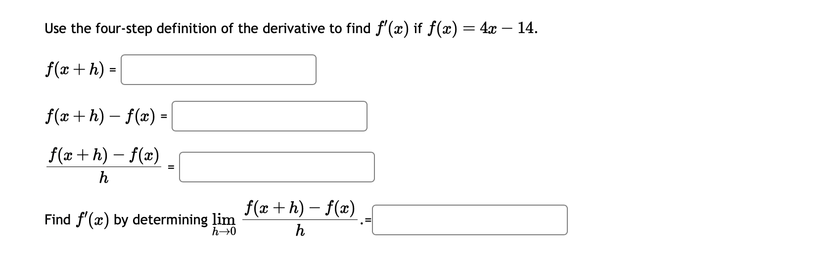 Solved Use the four-step definition of the derivative to | Chegg.com