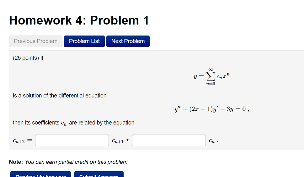 Solved Homework 4 Problem 1 Previous Problem Problem List