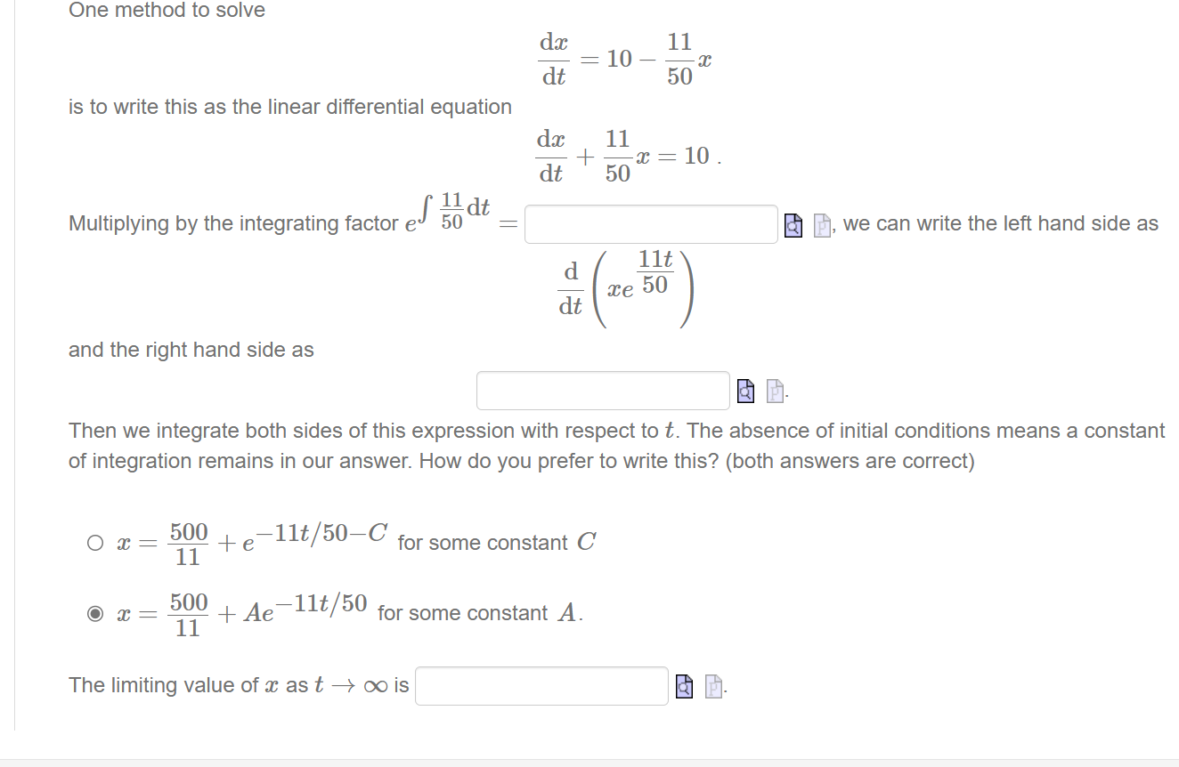 Solved One method to solve dtdx=10−5011x is to write this | Chegg.com