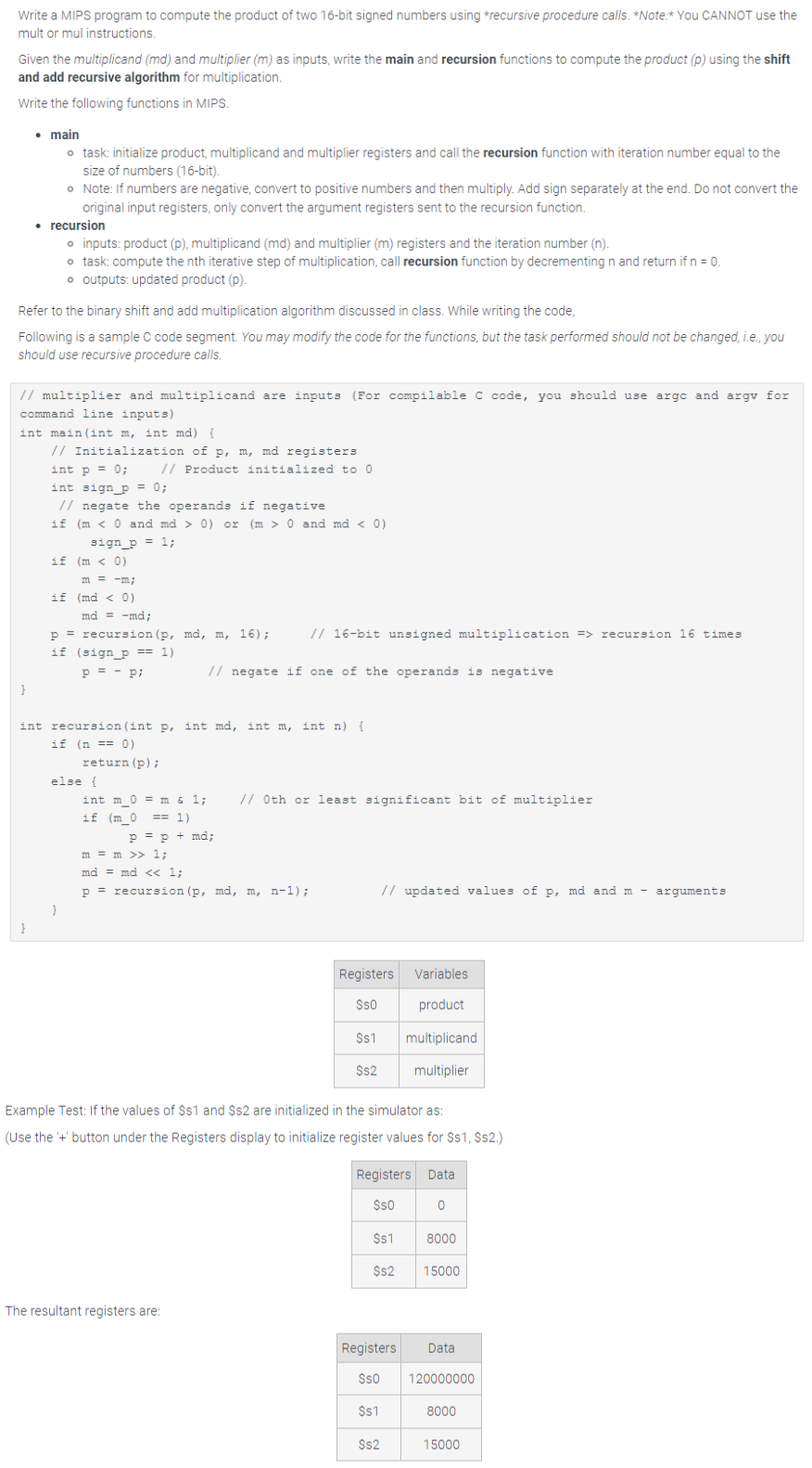 Solved Solve the question. Please provide me with the MIPS | Chegg.com