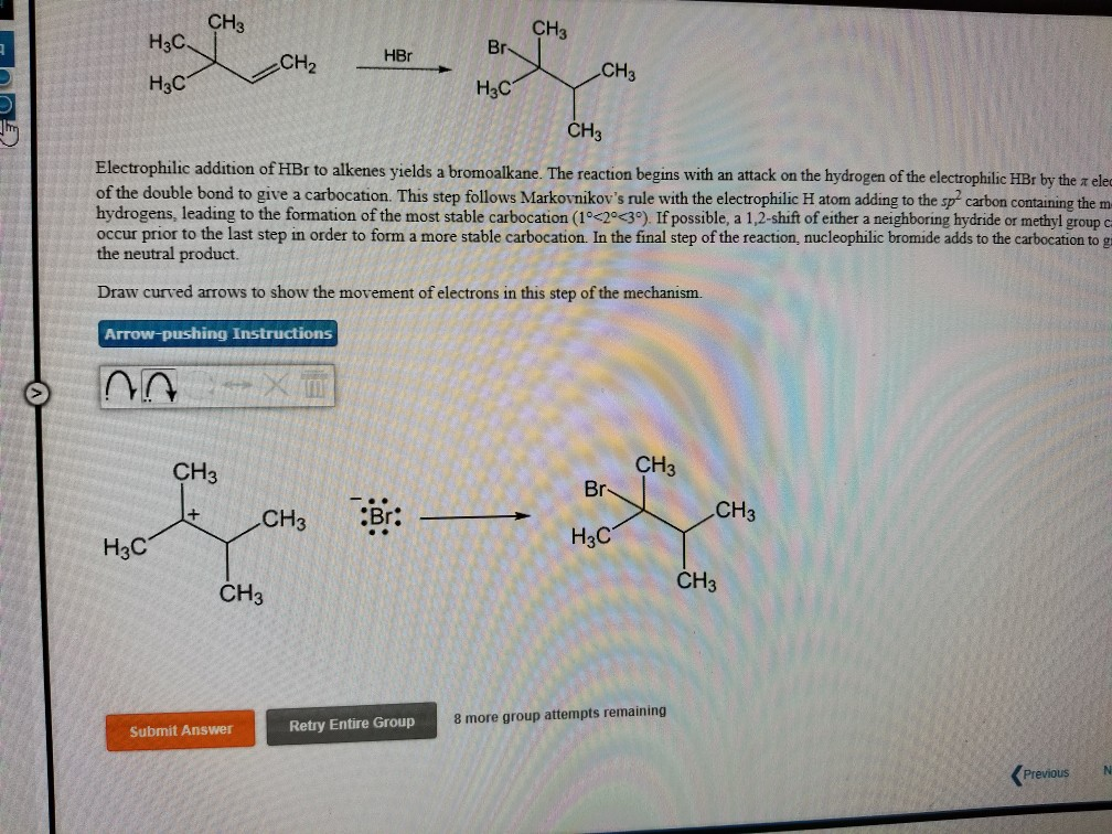 Solved CH3 CH3 H3C HBr CH3 H3C H3C CH3 Visited Electrophilic | Chegg.com