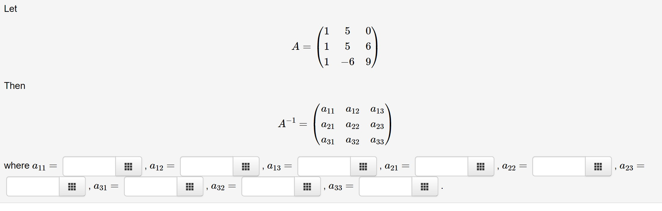 Solved A=⎝⎛11155−6069⎠⎞ Then | Chegg.com
