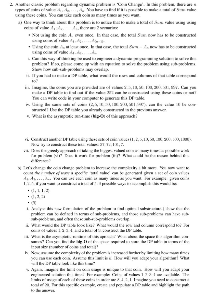 Solved 2. Another classic problem regarding dynamic problem | Chegg.com