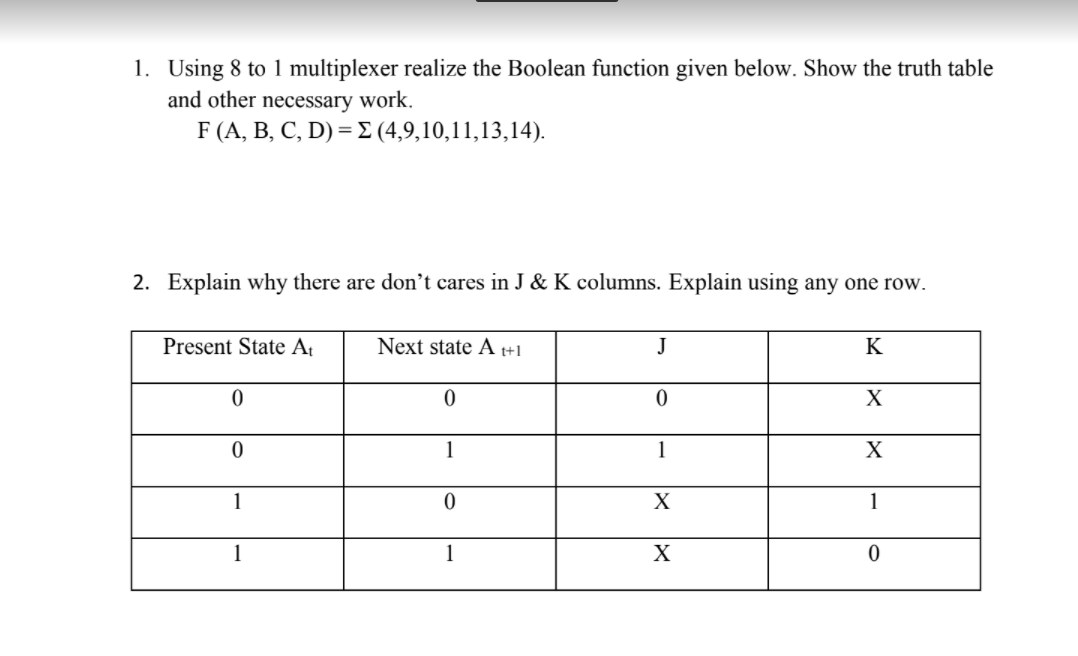 Solved 1. Using 8 to 1 multiplexer realize the Boolean | Chegg.com