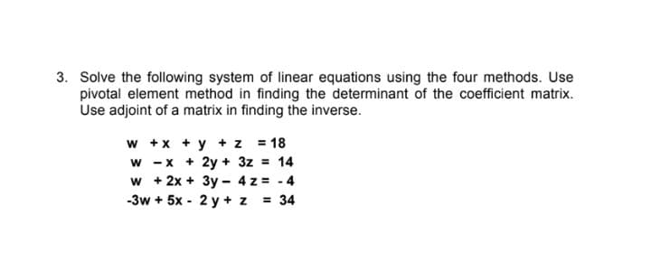 3. Solve the following system of linear equations | Chegg.com