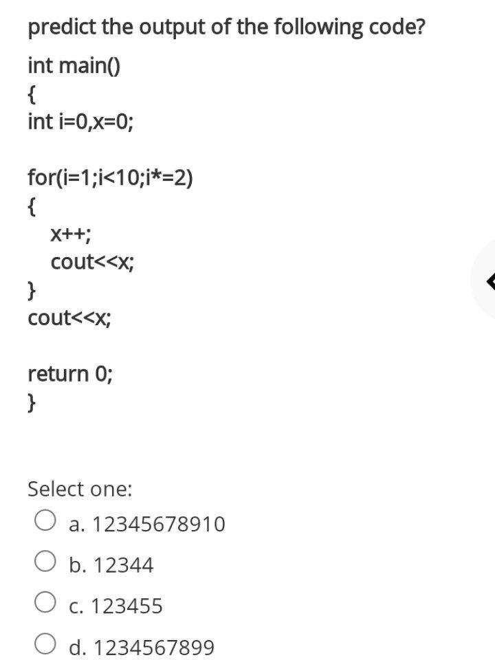 Solved predict the output of the following code? int main() | Chegg.com