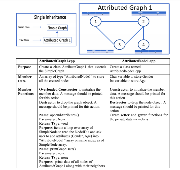 Solved Attributed Graph 1 Single Inheritance Parent Class | Chegg.com