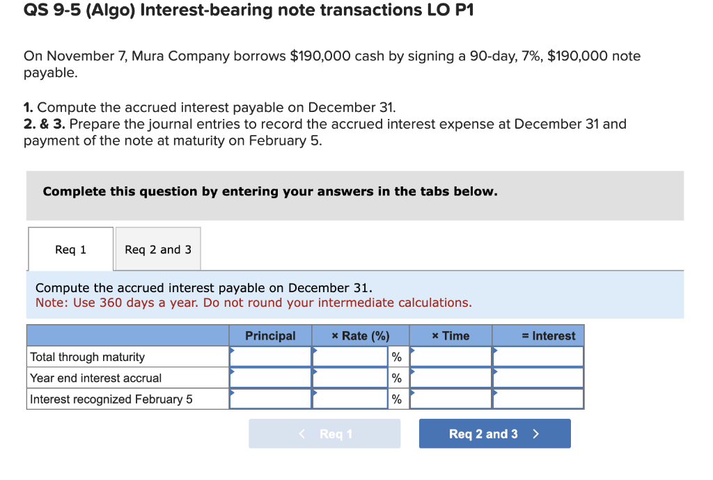 Solved QS 9-5 (Algo) Interest-bearing note transactions LO | Chegg.com