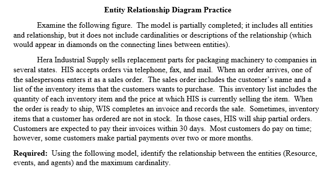 Entity Relationship Diagram Practice Examine the | Chegg.com