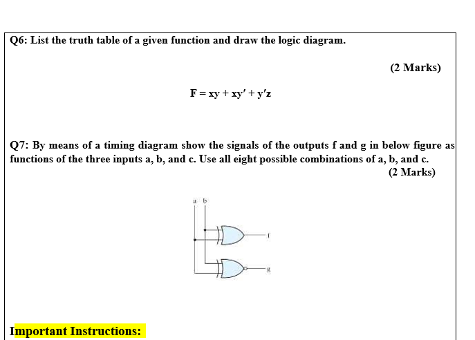 Solved Q6: List the truth table of a given function and draw | Chegg.com