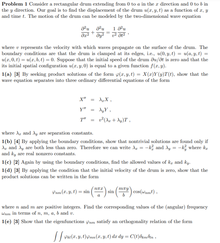 Solved Problem 1 Consider a rectangular drum extending from | Chegg.com