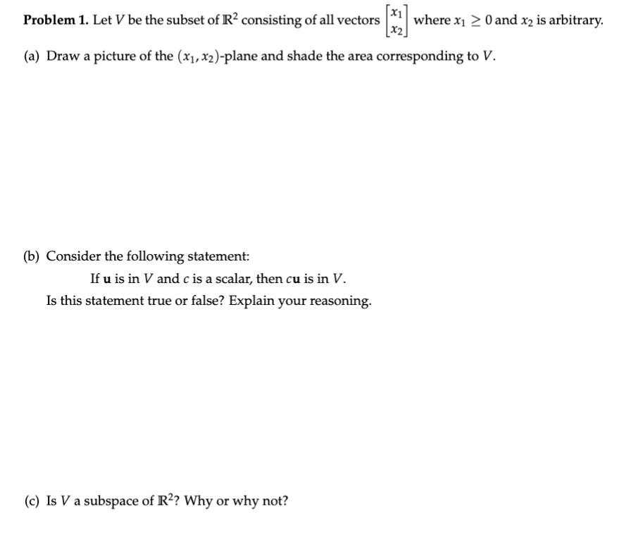 Solved Problem 1. ﻿Let V ﻿be the subset of R2 ﻿consisting of | Chegg.com