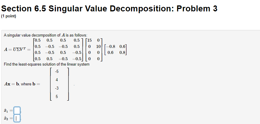 Solved Section 6.5 Singular Value Decomposition: Problem 2 | Chegg.com