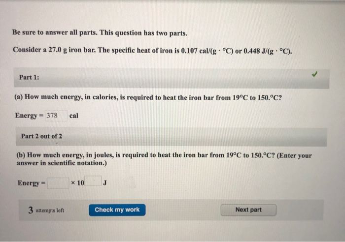 Solved Be sure to answer all parts. This question has two | Chegg.com