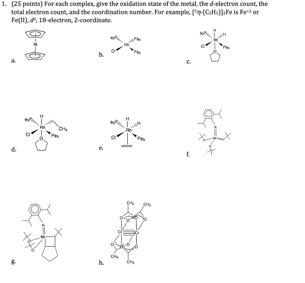 Solved (25 points) For each complex, give the oxidation | Chegg.com
