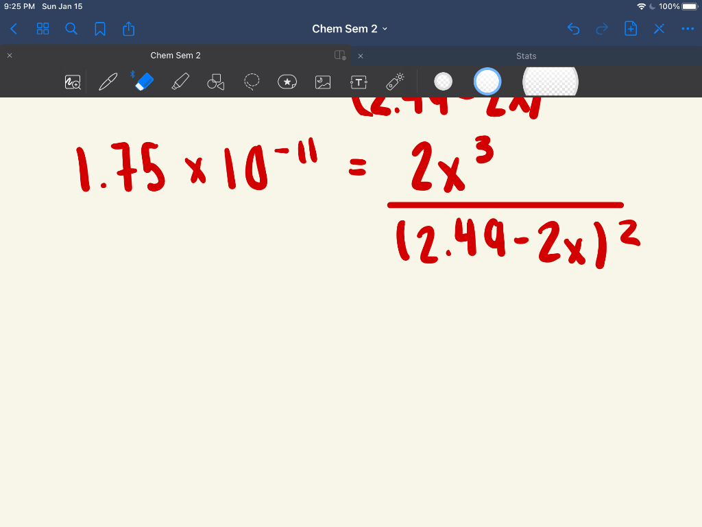 Solved 1.75×10−11=(2.49−2x)22x3 | Chegg.com
