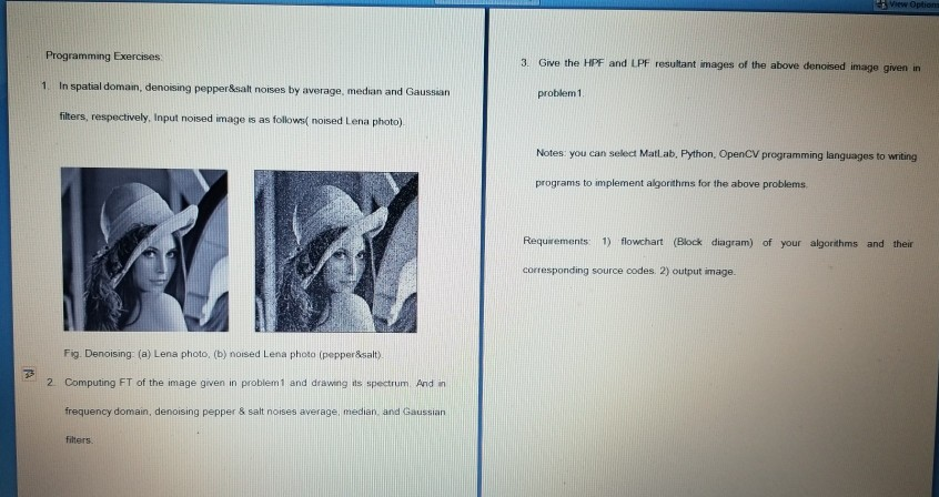 Solved View Option Programming Exercises 3. Give the HPF and | Chegg.com