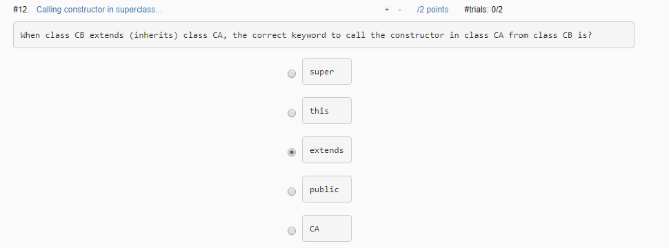 Solved #12. Calling constructor in superclass. + 2 points | Chegg.com