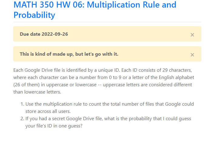 MATH 350 HW 06: Multiplication Rule and Probability | Chegg.com