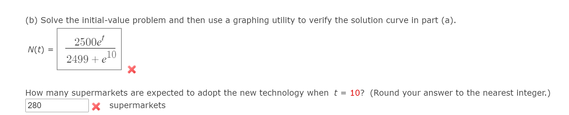 Solved The number N(t) of supermarkets throughout the | Chegg.com