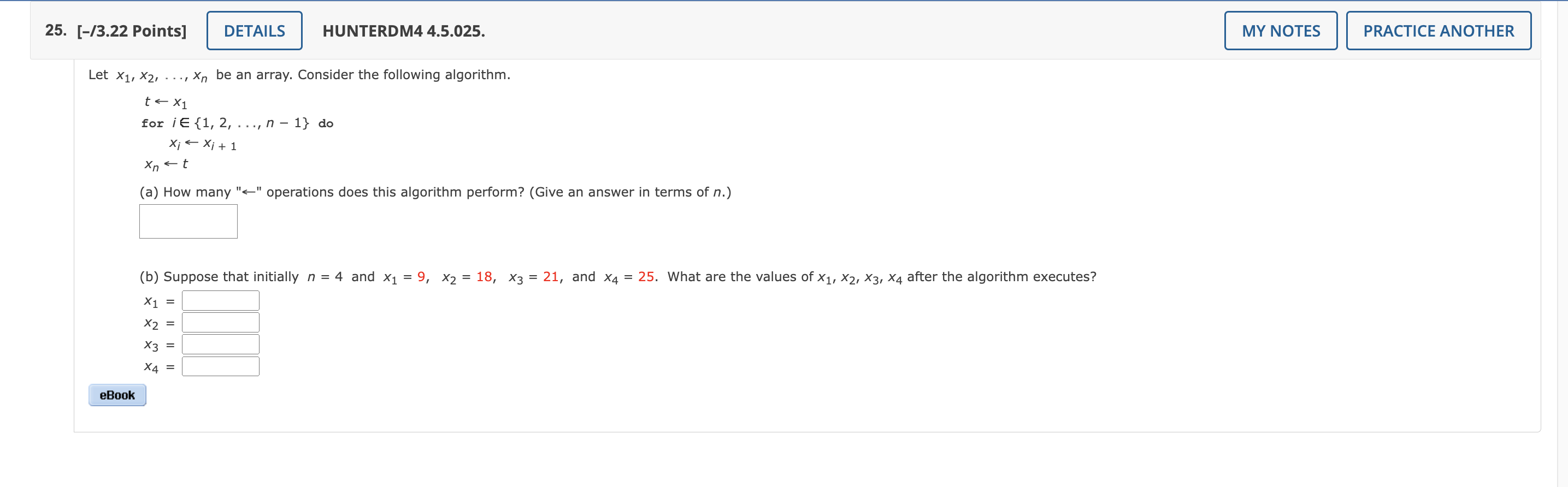 Solved Let x1,x2,…,xn be an array. Consider the following | Chegg.com