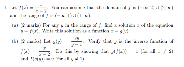 Solved 1. Let f(x)=x−2x. You can assume that the domain of f | Chegg.com
