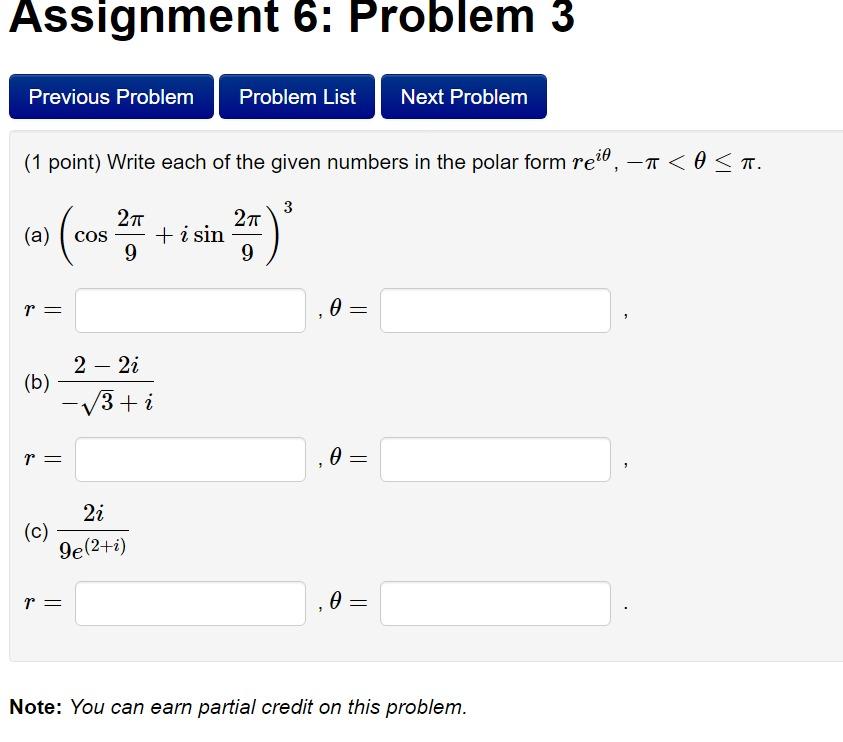 Solved Assignment 6: Problem 3 Previous Problem Problem List | Chegg.com