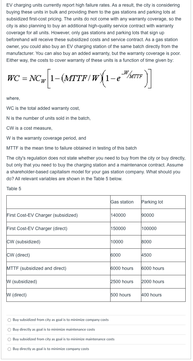 Solved EV charging units currently report high failure | Chegg.com