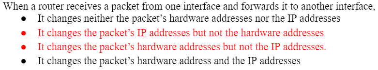 Solved When a router receives a packet from one interface | Chegg.com