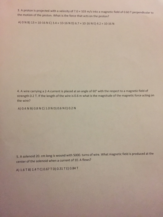 Solved A Proton Is Projected With A Velocity Of 7 0 Times