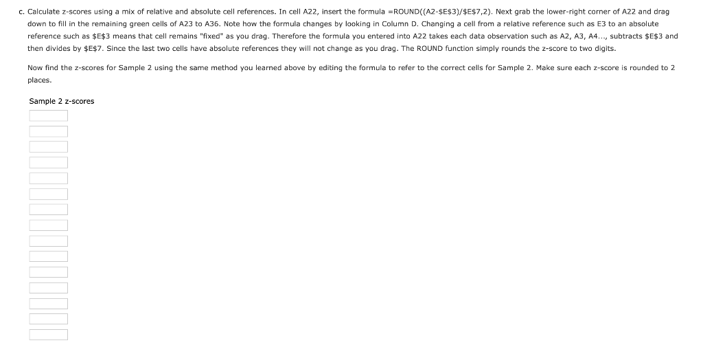 Solved c. Calculate z-scores using a mix of relative and | Chegg.com