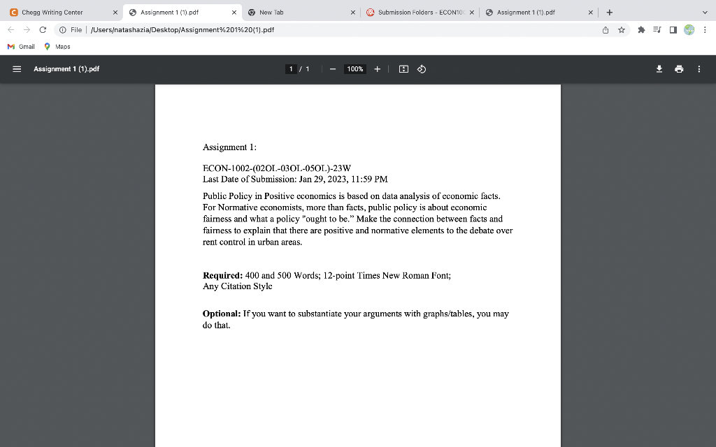 Solved Assignment 1 Econ 1002 02ol 03ol 05ol 23w Last Chegg
