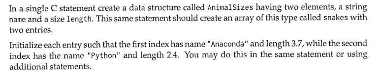 Solved In a single C statement create a data structure | Chegg.com