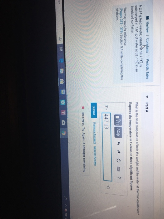 Solved Review l Constants Periodic Table Part A A 274 g lead | Chegg.com