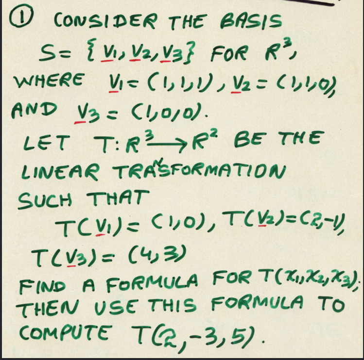 Solved (1) CONSIDER THE BASIS S={v1,v2,v3} FOR R3, WHERE | Chegg.com