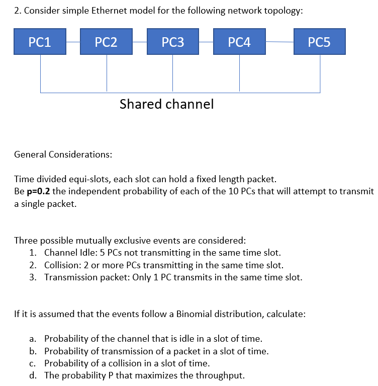 2. Consider simple Ethernet model for the following | Chegg.com