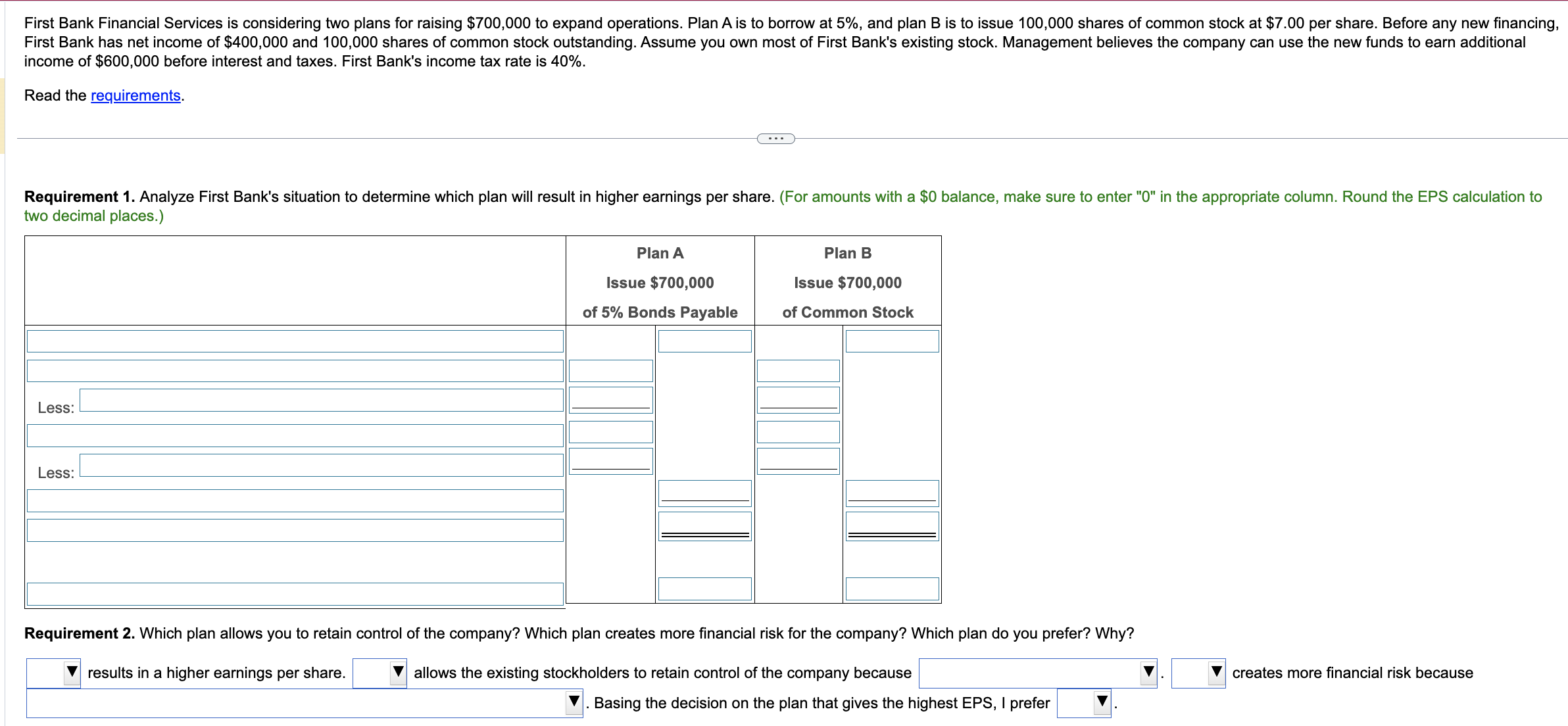 Solved income of $600,000 before interest and taxes. First | Chegg.com