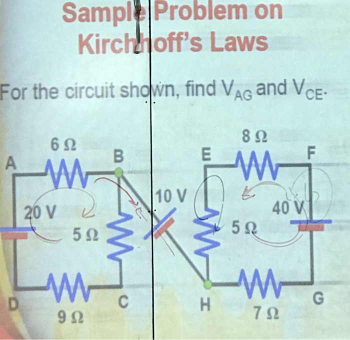 Solved Sample Problem on Kirchhoff's Laws For the circuit | Chegg.com