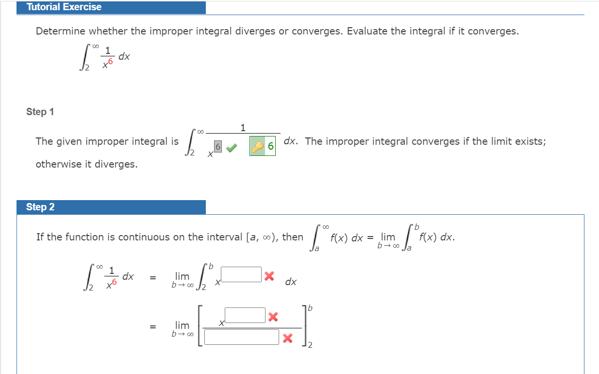 Solved Tutorial Exercise Determine whether the improper | Chegg.com
