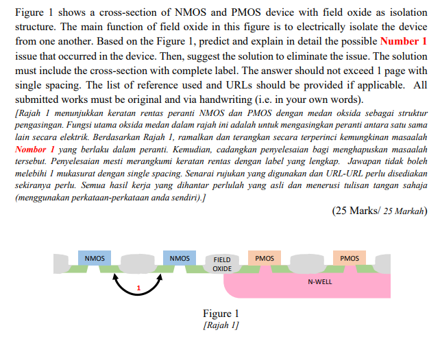 Solved Figure 1 shows a cross-section of NMOS and PMOS | Chegg.com