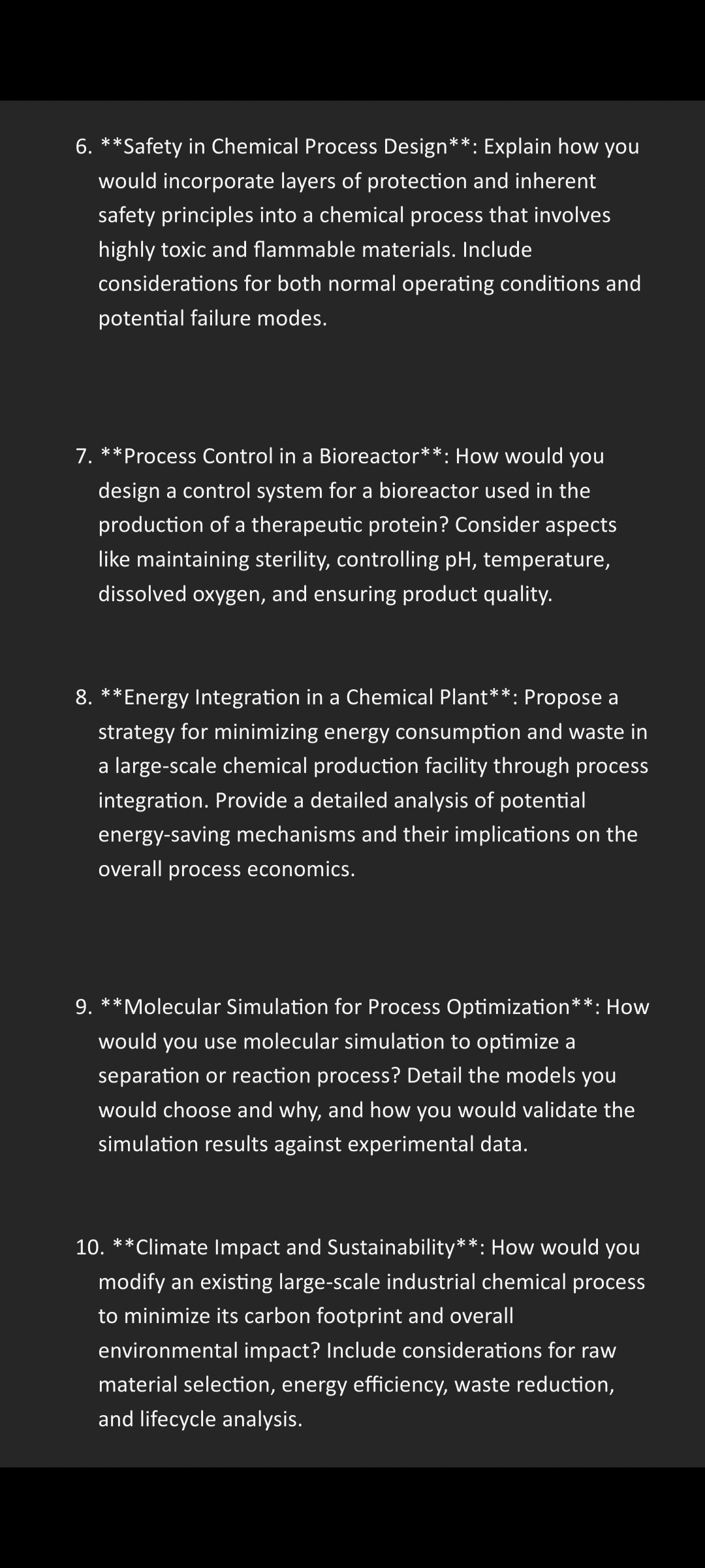 Solved 6. ** Safety in Chemical Process Design**: Explain | Chegg.com